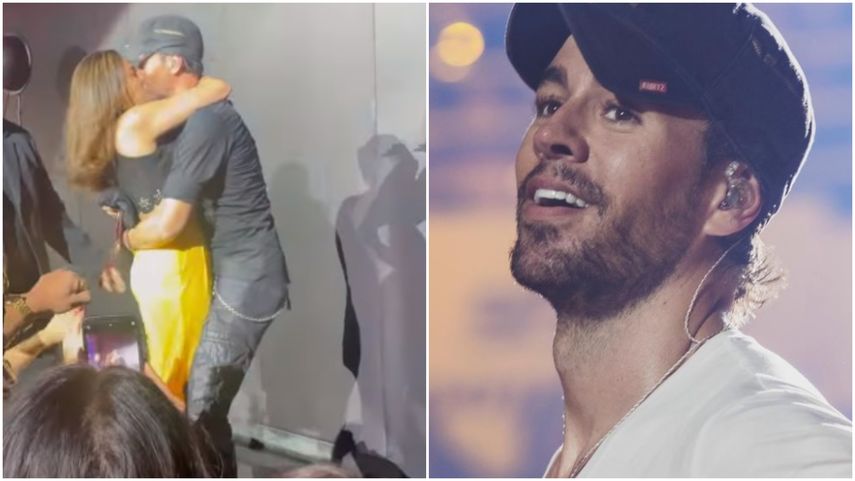 Fans abraza y besa en la boca a Enrique Iglesias y él le corresponde