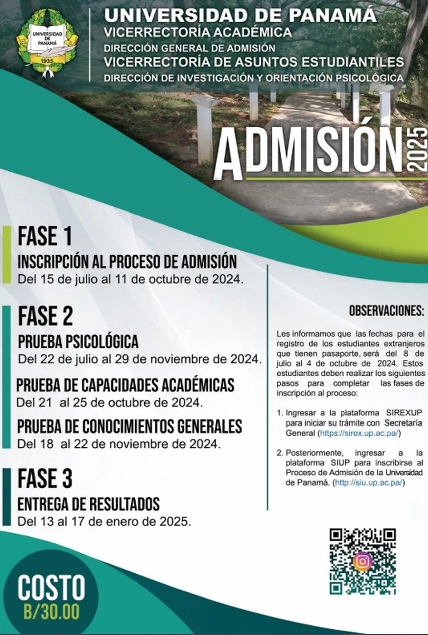 Inscripción 2025 a la Universidad de Panamá: ¿Cuánto cuesta la admisión?