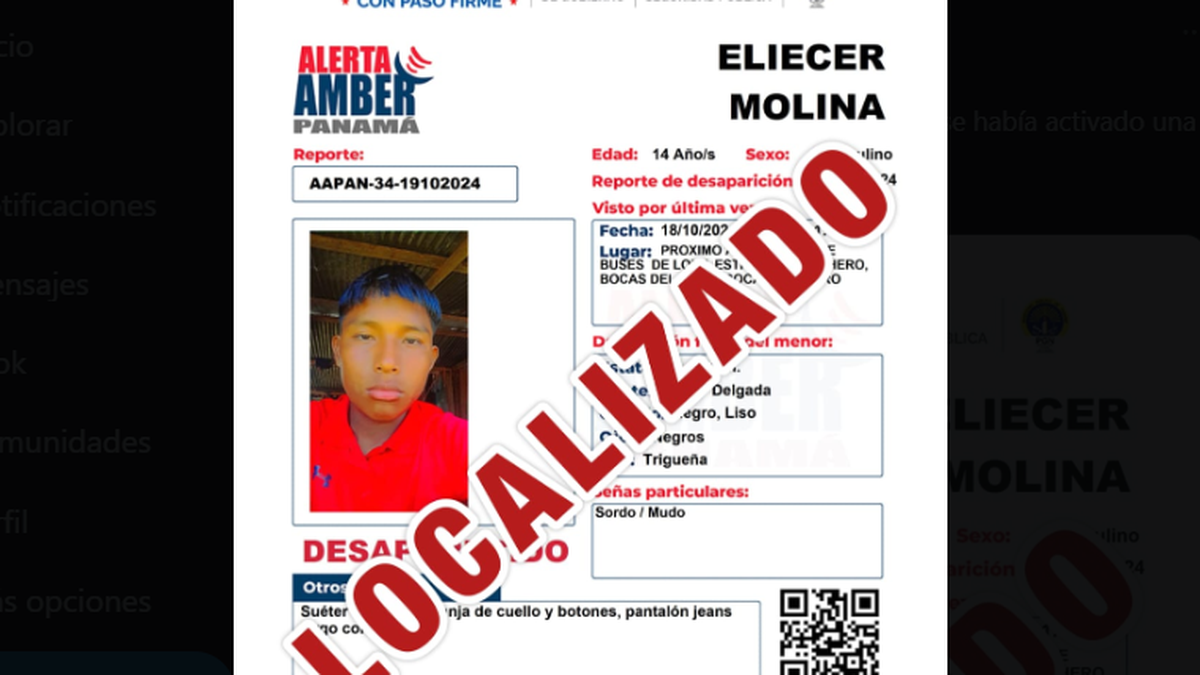 ¡Importante! Ubican a menor tras emisión de Alerta Amber en Bocas del Toro