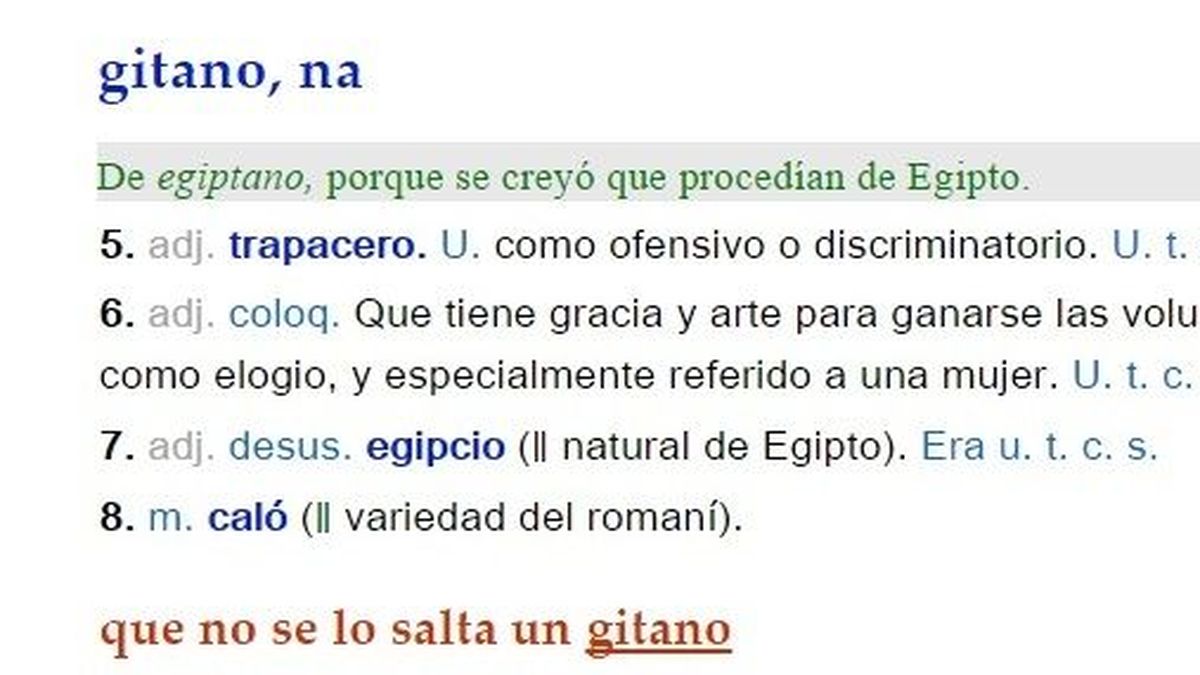 Diccionario de la RAE aclara definición de gitano