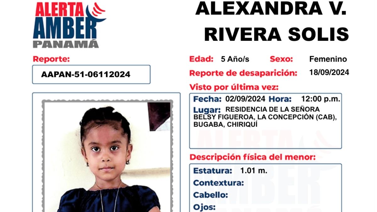 Alerta Amber por la desaparición de una menor de 5 años de edad ...
