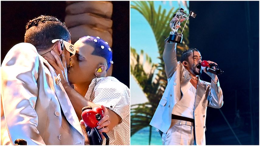 Bad Bunny Hace Historia Al Ganar Premio Artista Del Año Y Besar A Su