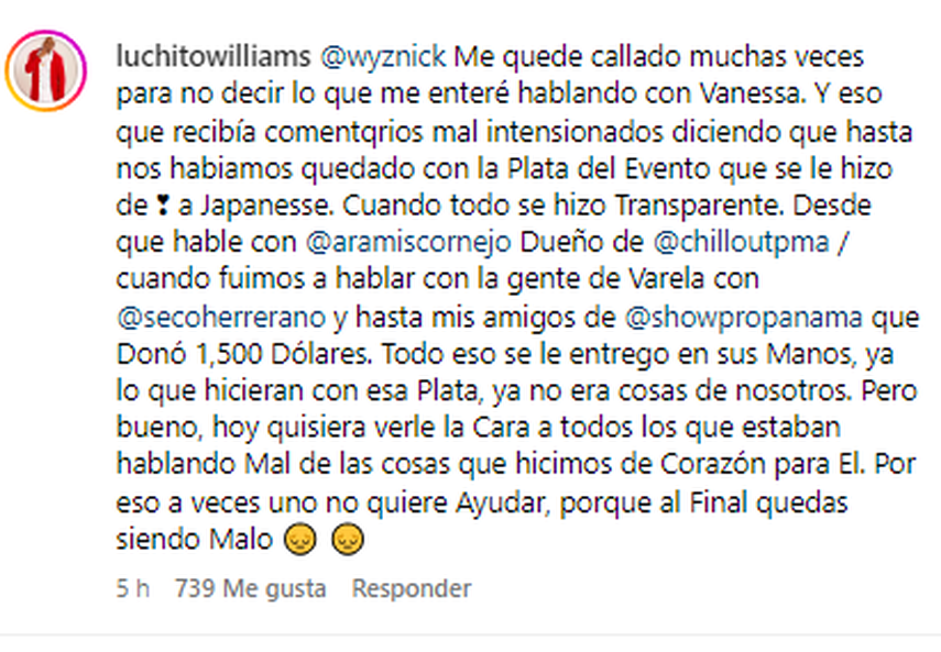 Japanese: Luchito Williams responde a los señalamientos del evento ...