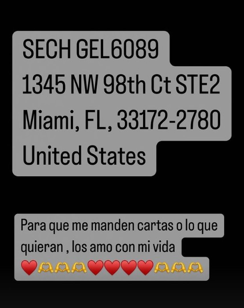 Sech hace pública una dirección para que sus fans le envíen cartas