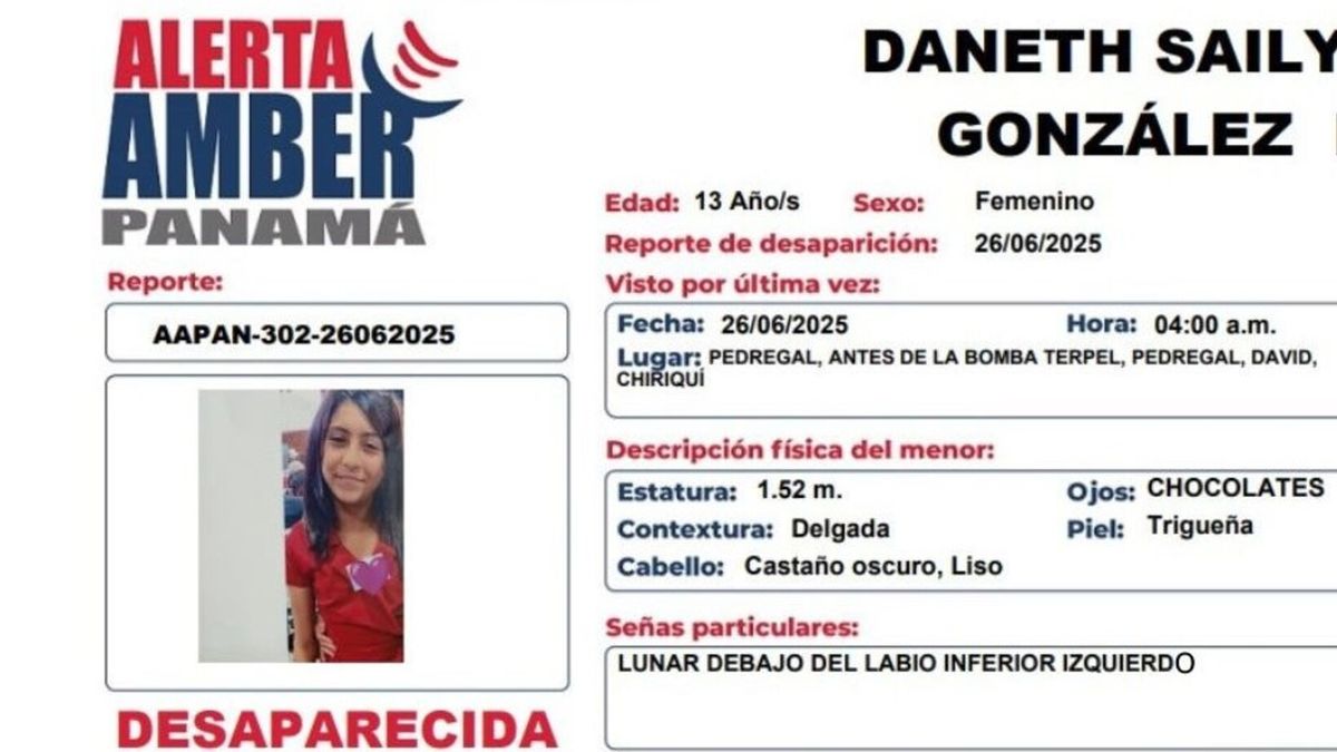 Activan Alerta Amber por desaparición de una menor de 13 años en Chiriquí