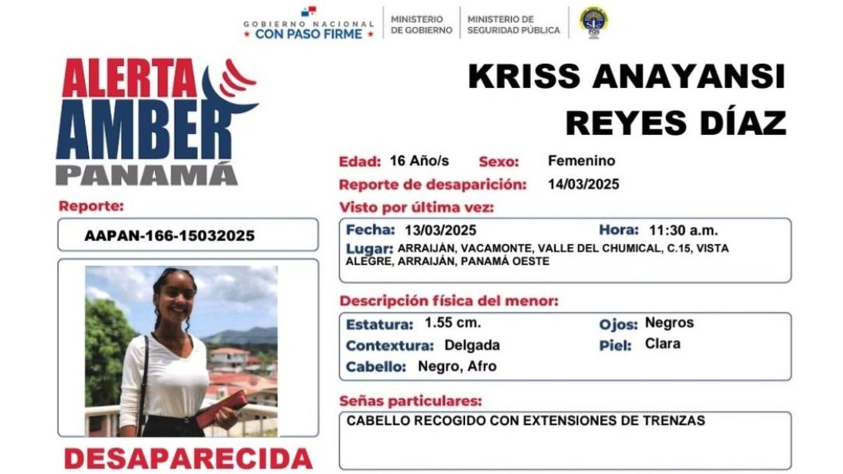 Activan Alerta Amber por desaparición de una menor de 16 años en Panamá ...