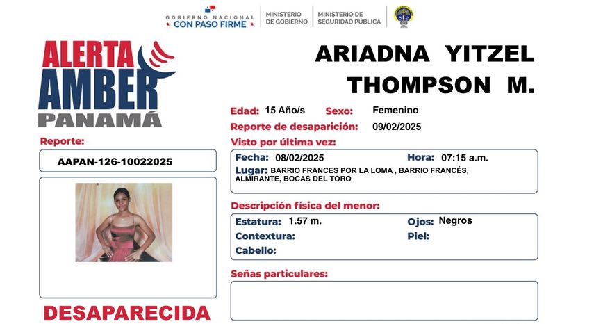 Activan Alerta Amber por desaparición de Ariadna Yitzel Thompson de 15 años