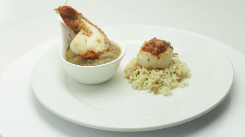 Guacho de mariscos con arroz de camarón y rabito - José
