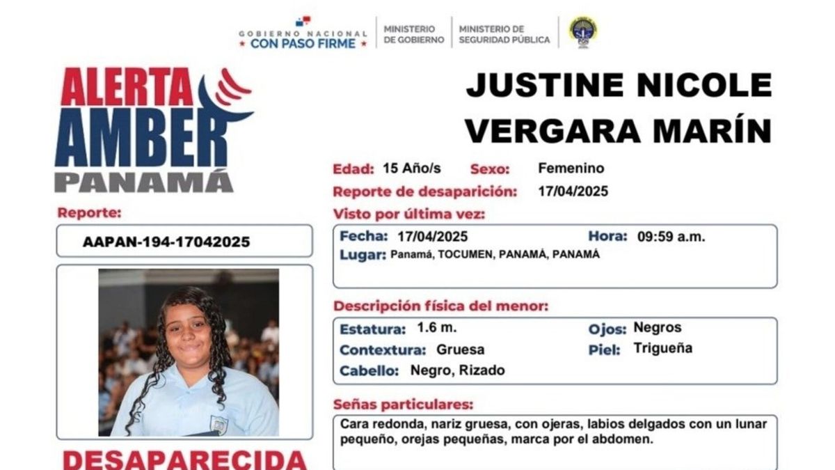 Activan Alerta Amber por desaparición de una menor 15 años en Tocumen