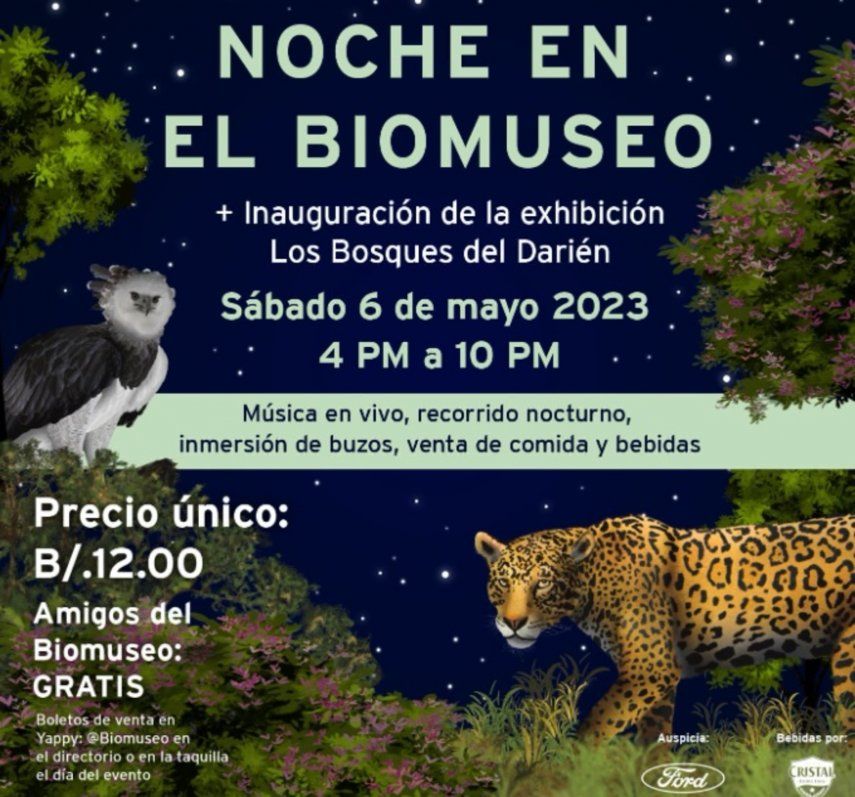 Noche en el Biomuseo, el 6 de mayo en Panamá
