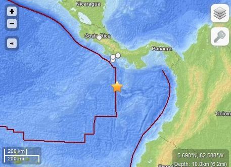 Sismo de 4.6 grados al sur de Punta Burica en Chiriquí
