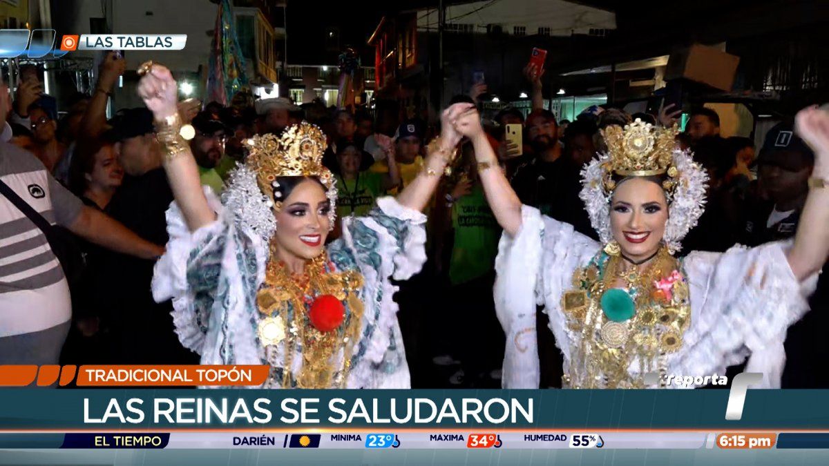Reinas de Calle Arriba y Calle Abajo de Las Tablas se despidieron del Carnaval con tradicional topón