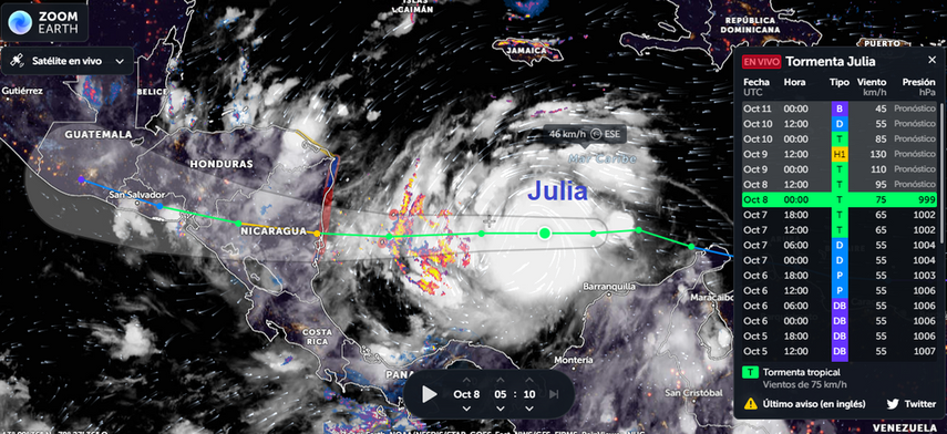 Paso a Paso de la Tormenta Tropical Julia, zonas afectadas